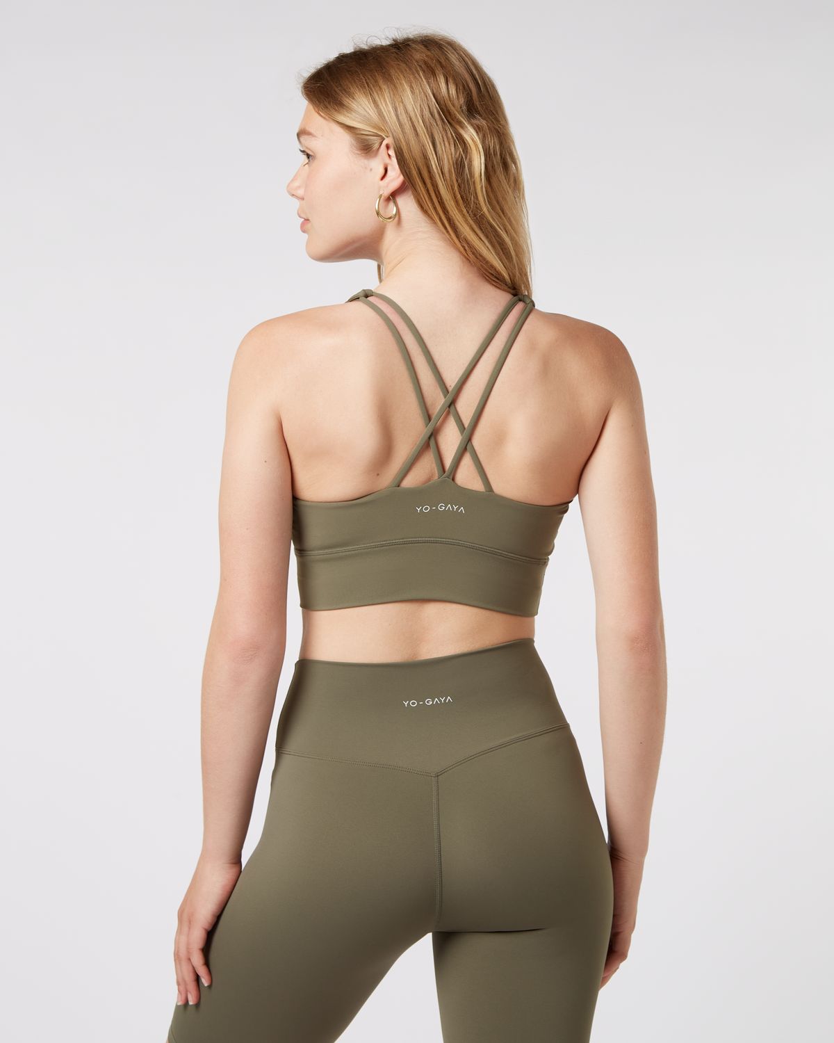 YO-GAYA Cross Back Sports Bra – Medium Support – Olive Green ...